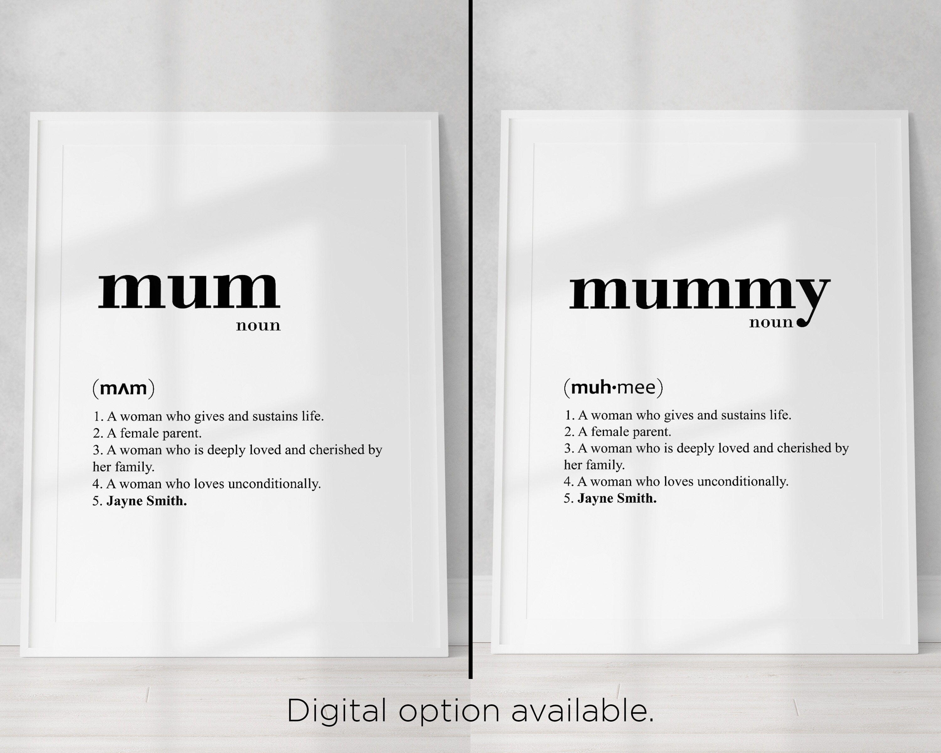 Mum/mummy/mother/mom Definition Print Personalised Mum Meaning Quote ...