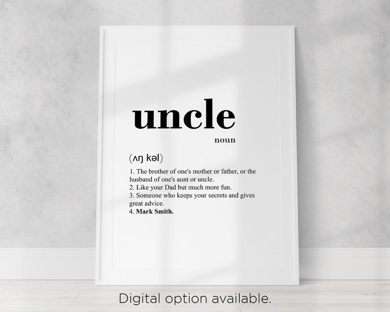 Uncle Gift Uncle Definition Name Poster Print Personalised - Etsy