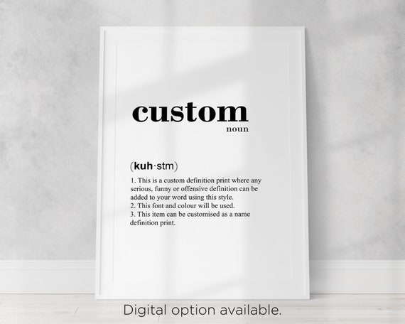 Personalised Dictionary Definition Print Custom Meaning - Etsy UK
