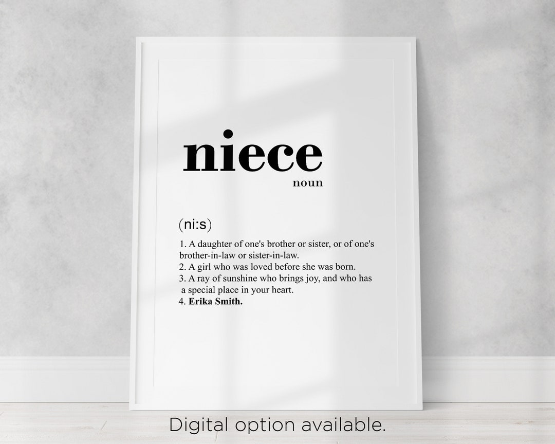Niece Gift Definition Name Poster Print | Personalised Niece Meaning ...
