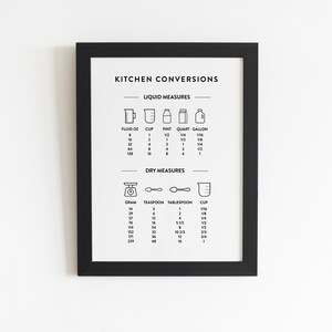 Kitchen Conversion Chart Guide Print Liquid Dry Kitchen - Etsy Canada