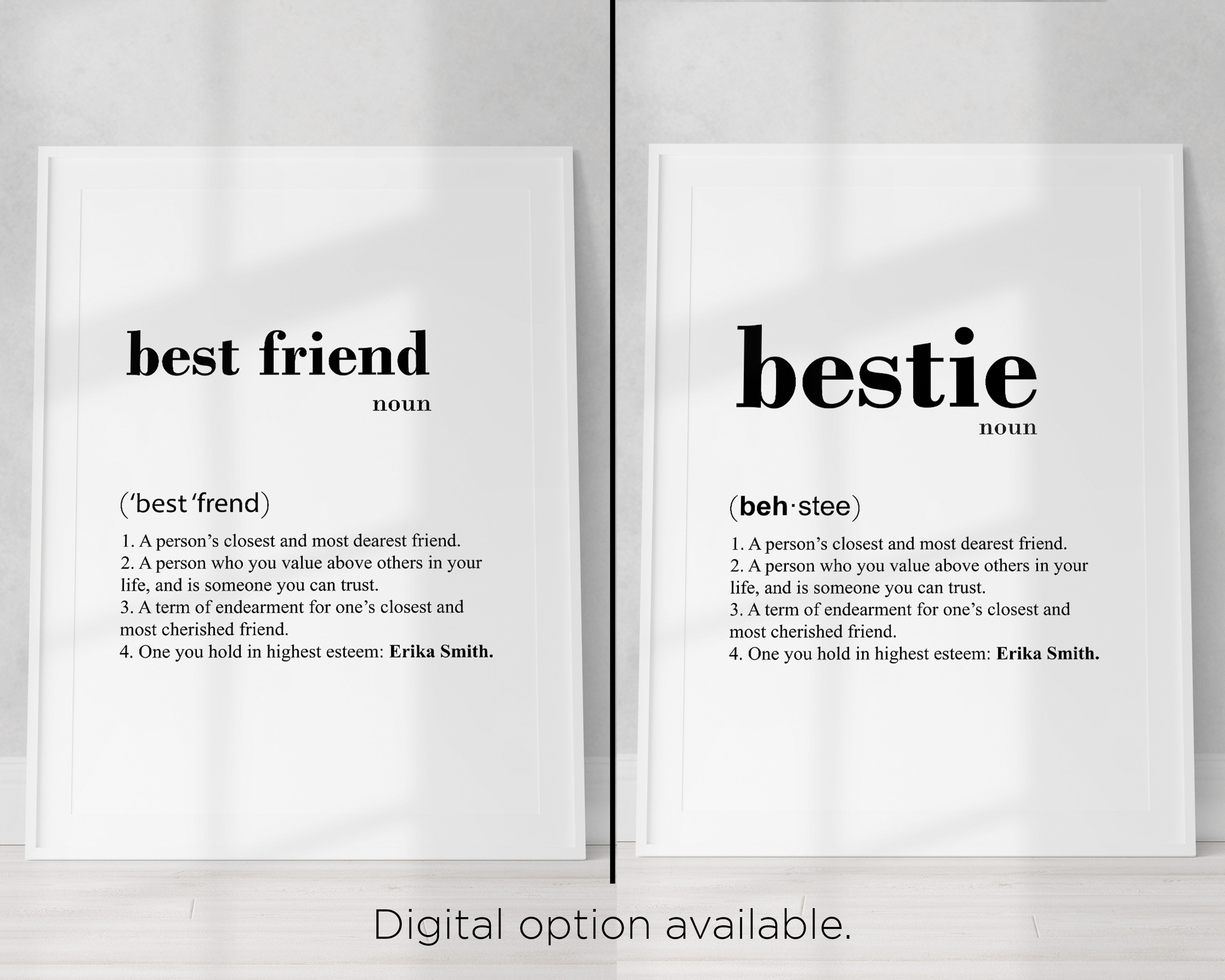 Best Friend / Bestie Definition Name Poster Print Personalised Best ...