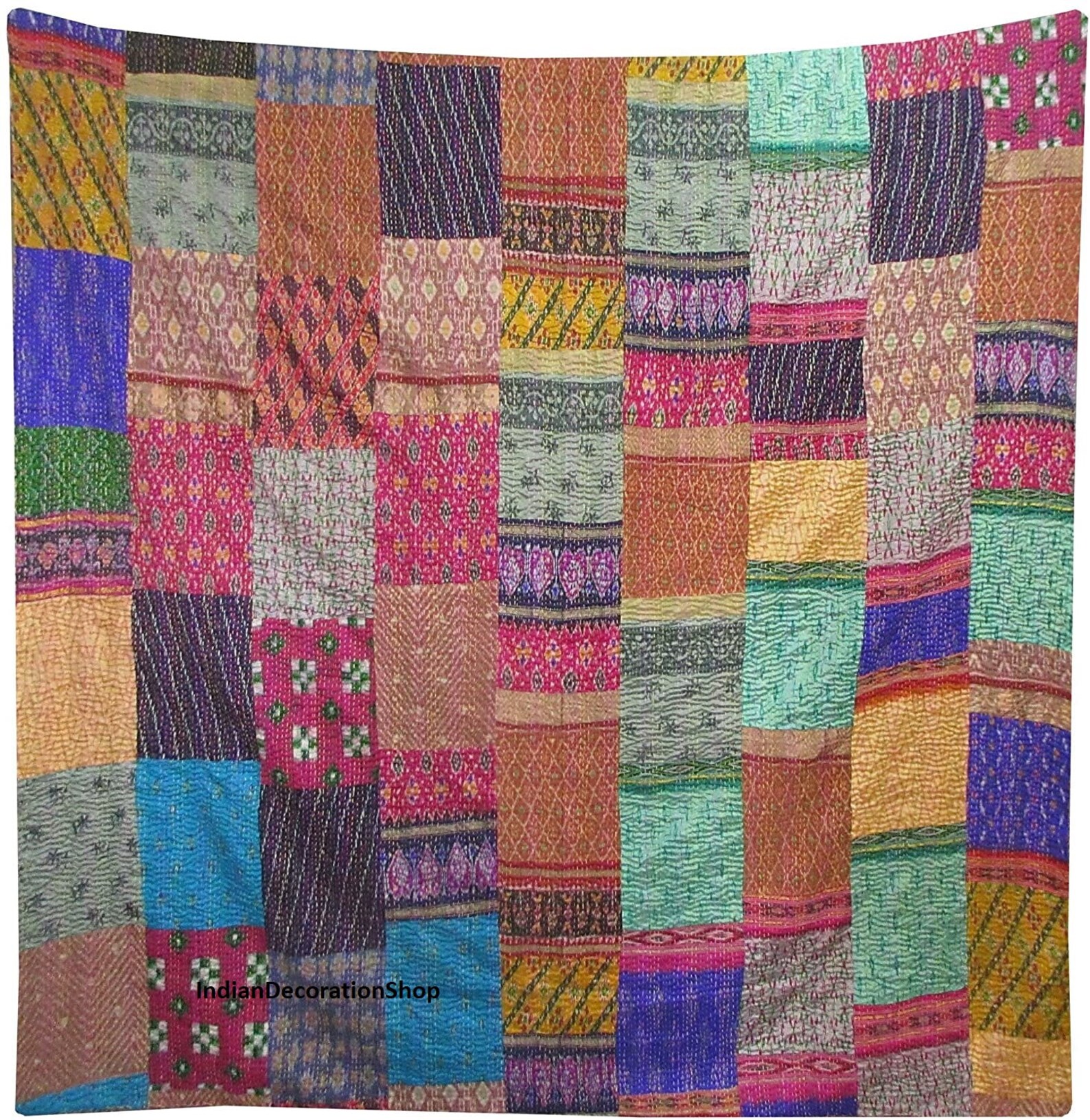 Indian Multi Patchwork Quilt/Patola Silk Kantha Quit King/Twin | Etsy