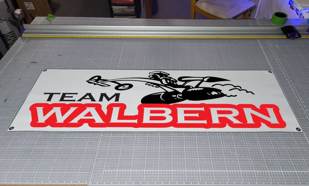 Team Walbern Hanging Track Banner Nitro Rc Drag Car Chassis 1/10th ...