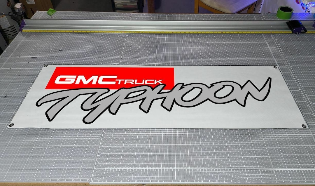 GMC, Typhoon, Red, Grey, Custom, Banner, With, Grommets, Pas, Turbo, V6 ...