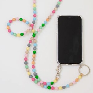 Pastel & Primary Bead Long Crossbody Phone Strap Cell Phone Chain Jewel ...