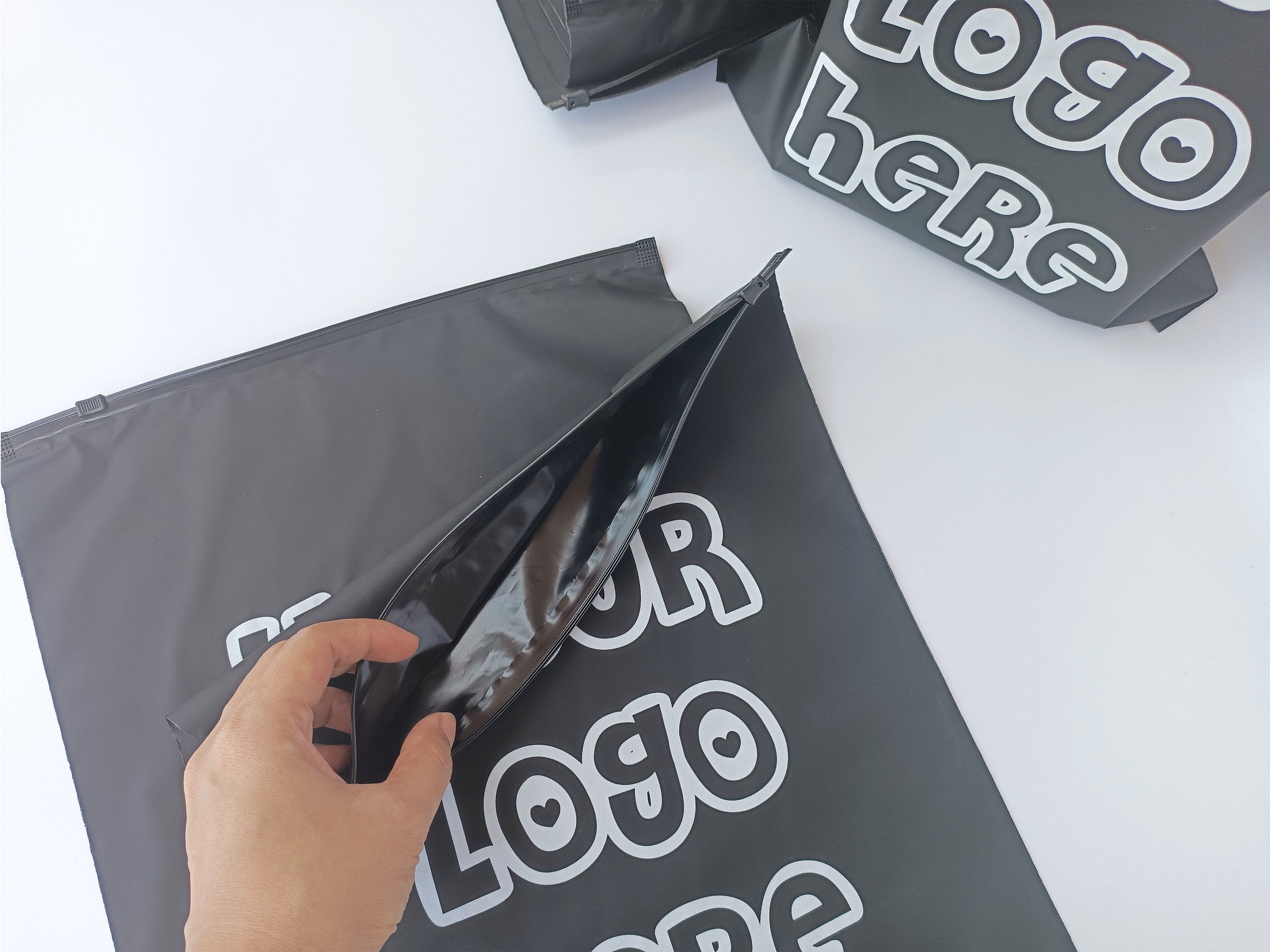 Custom Matte Black Poly Bags With Logo,garment Shipping Bag With Brand ...