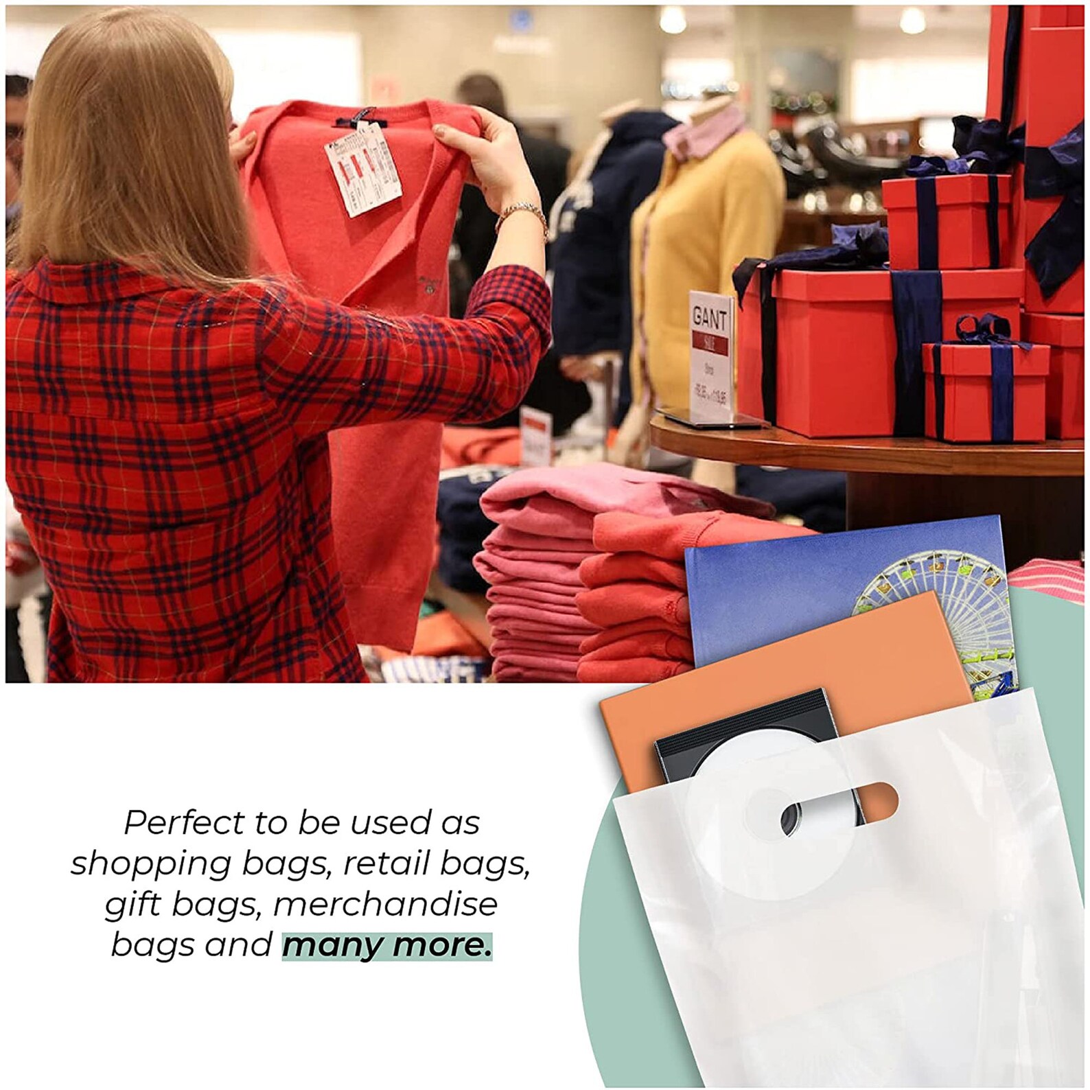 Custom Black Shopping Bags With Logo Merchandise Plastic Handle Bags ...