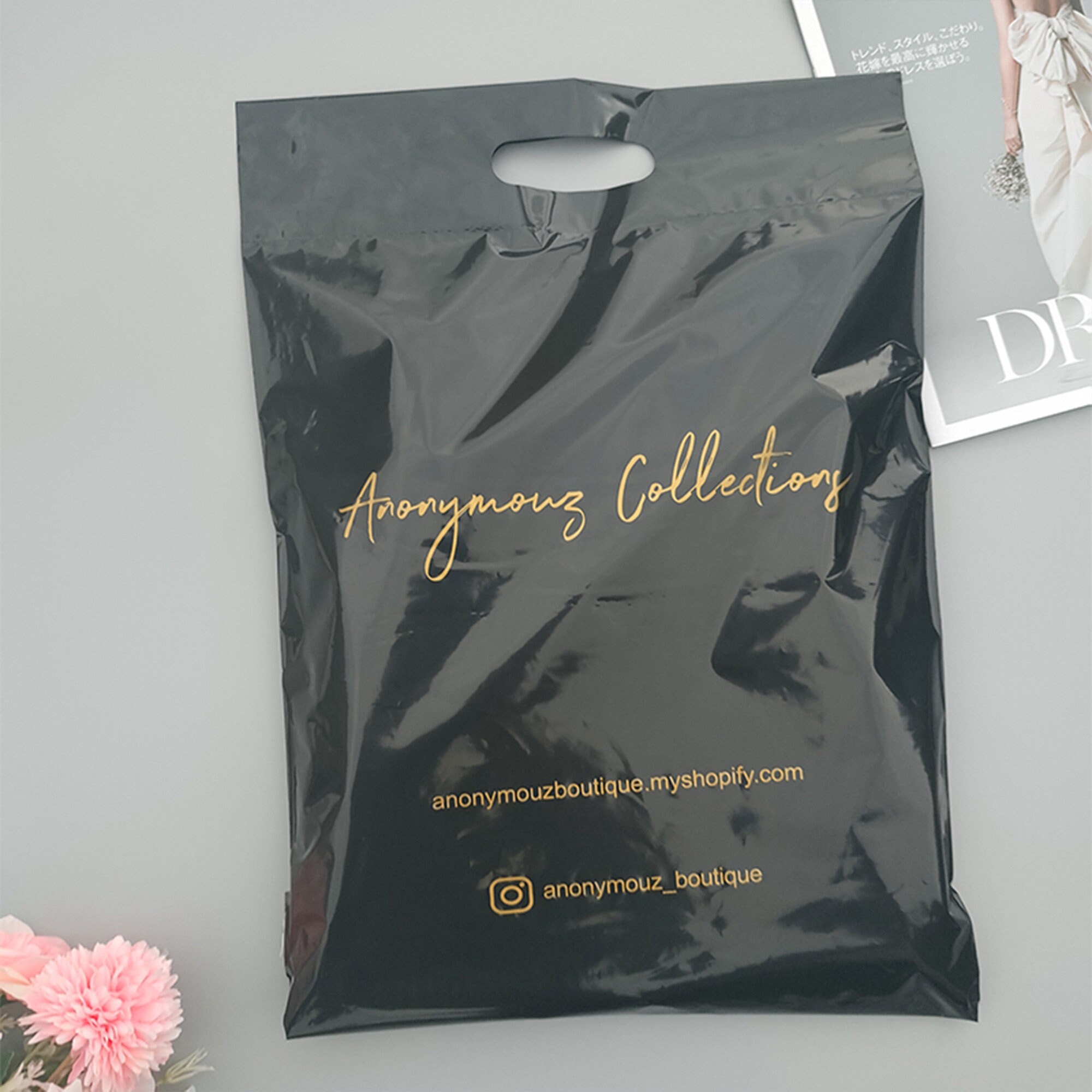 Custom Black Poly Mailers With Handle, Custom Handle Shipping Bag With ...