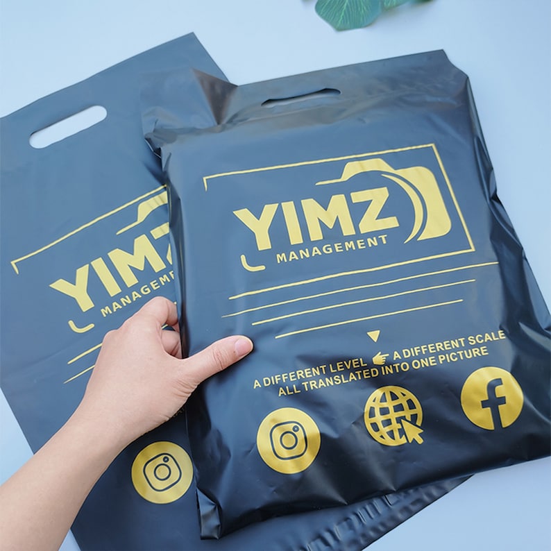 Custom Black Poly Mailers With Handle, Custom Handle Shipping Bag With ...