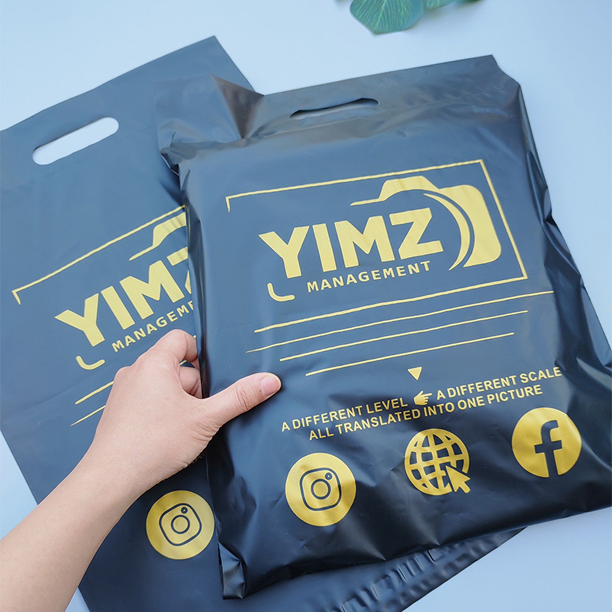 Custom Black Poly Mailers With Handle, Custom Handle Shipping Bag With ...