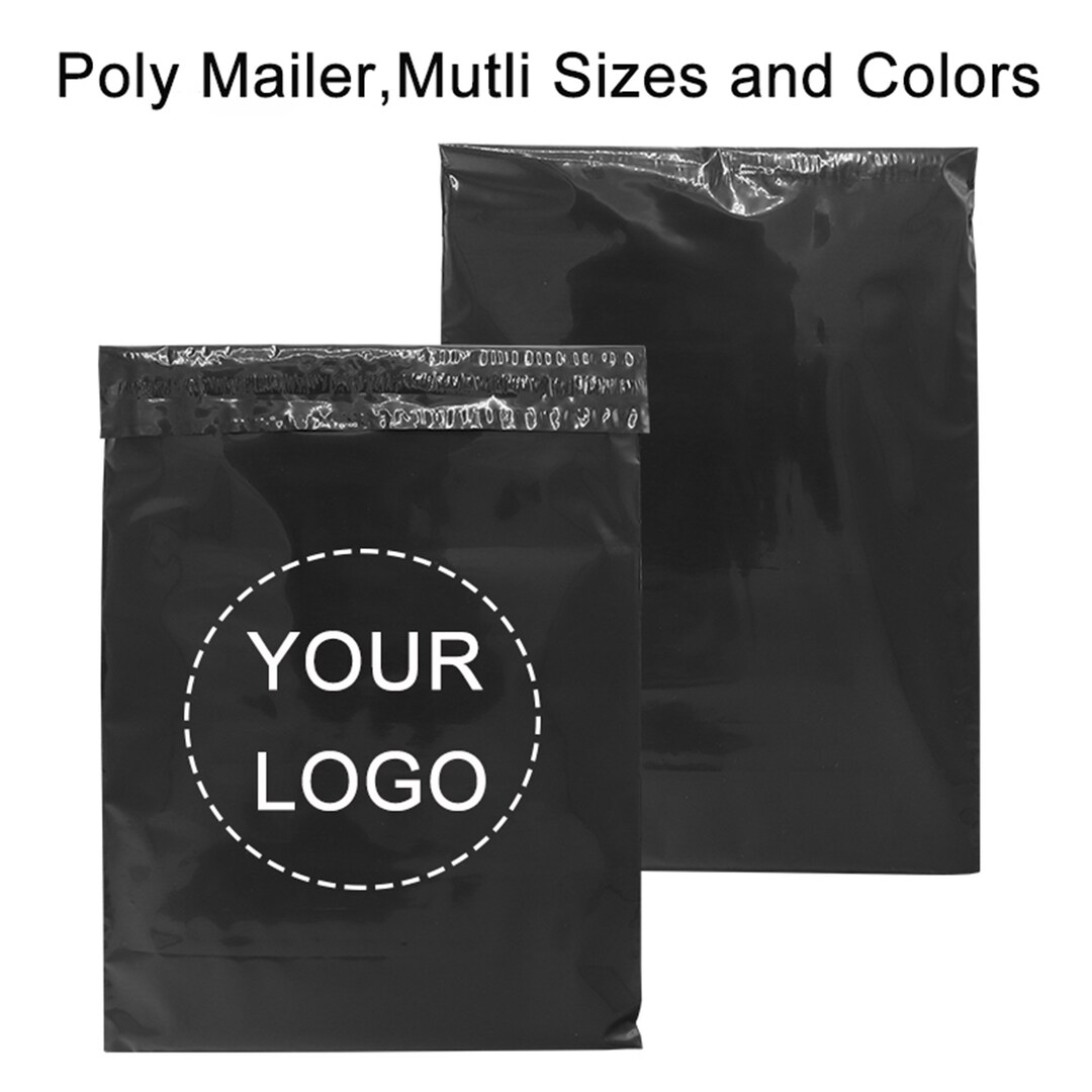 Custom Black Poly Mailers Courier Bags Black Shipping Mailers With Logo ...