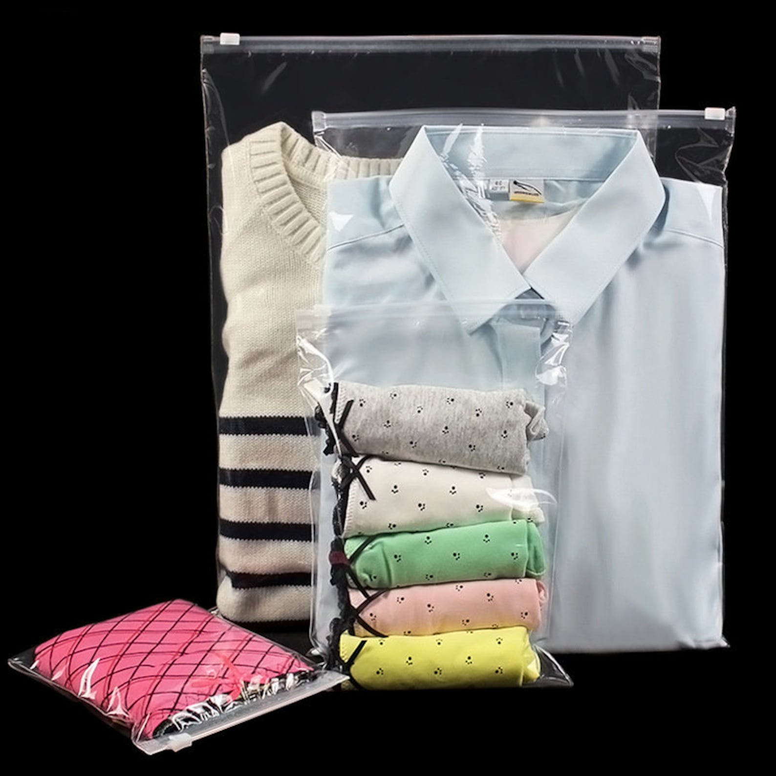 Custom Clear Zipper Bags With Logo Printed,packing Bags for Clothing ...