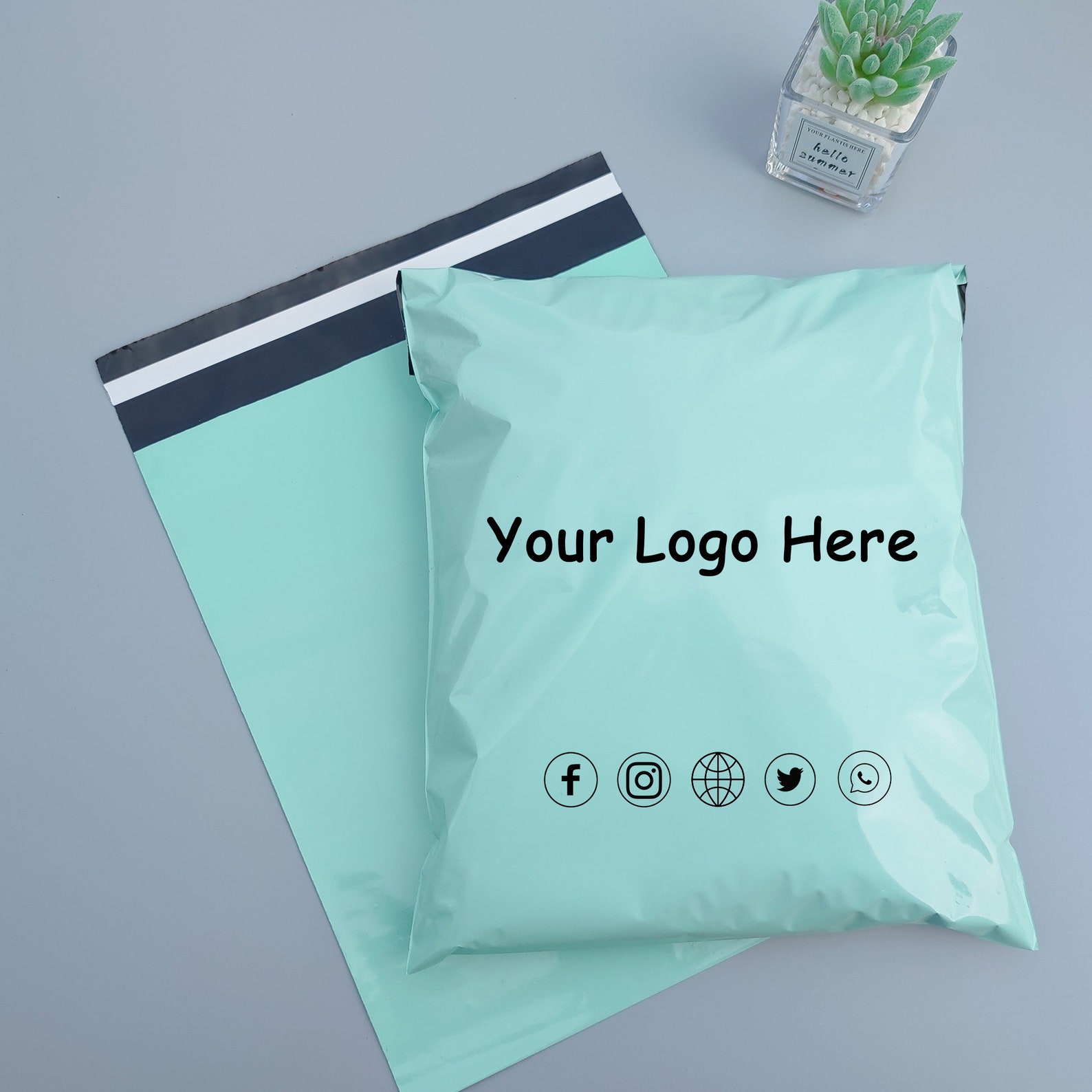 Mint Green Mailing Shipping Bag,custom Your Brand Name Self Seal Poly ...