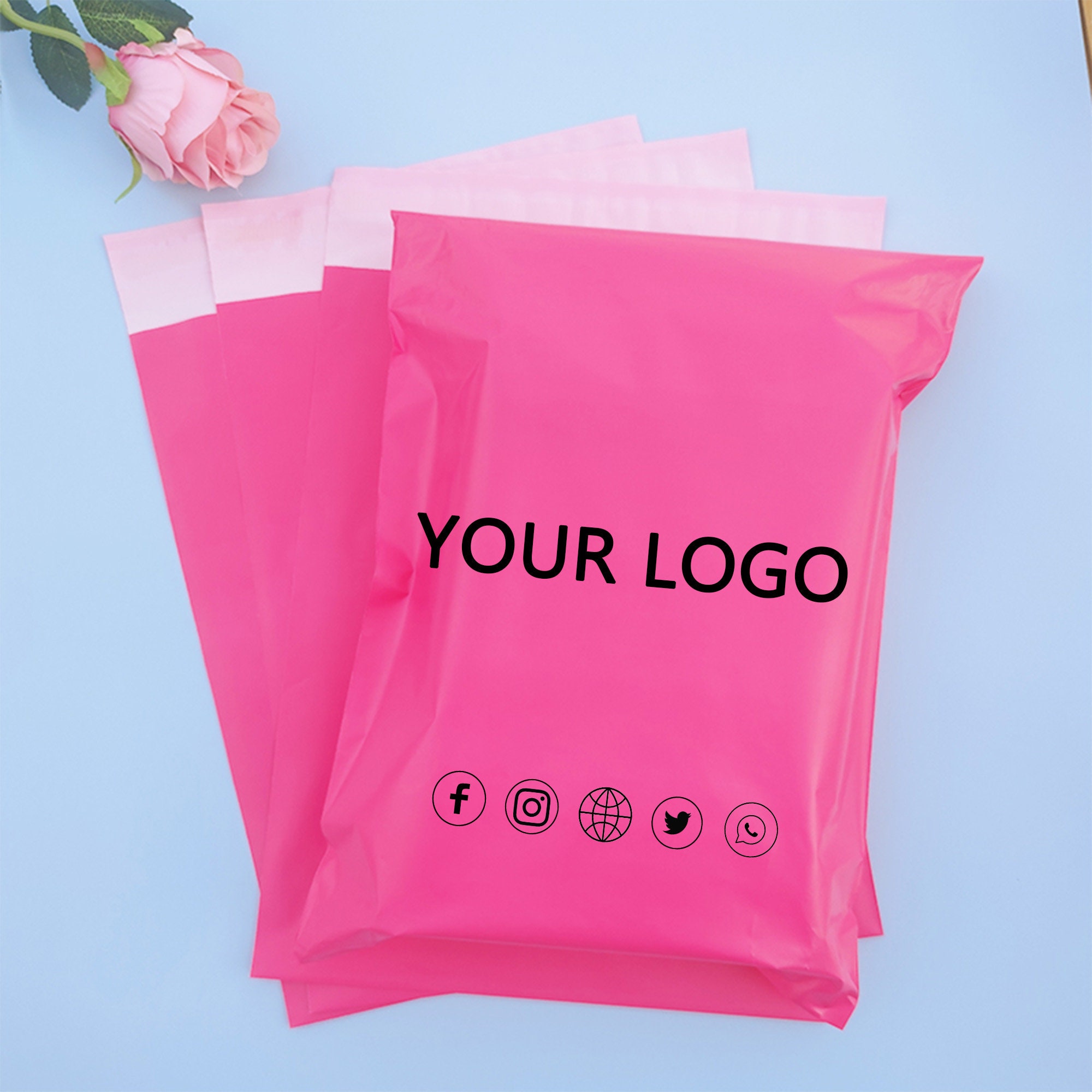 Custom Logo Hot Pink Poly Mailers Shipping Bags Postal Bags Gift ...