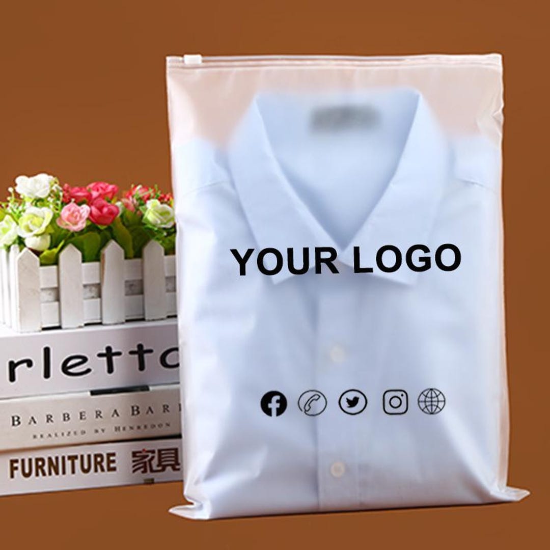Custom Logo Frosted Zipper Bags for Clothing Underwear,hoodies,tshirts ...