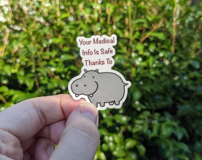 HIPAA Hippo Medical Humor Sticker - Etsy
