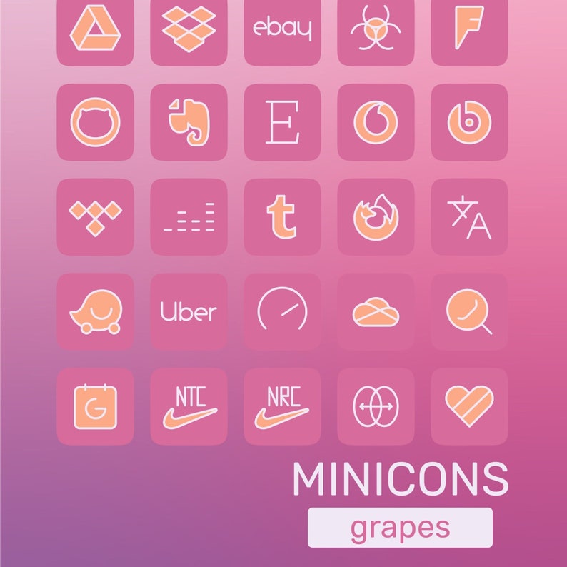144 Minimal App Icons MINICONS Grapes Iphone Ios14 - Etsy
