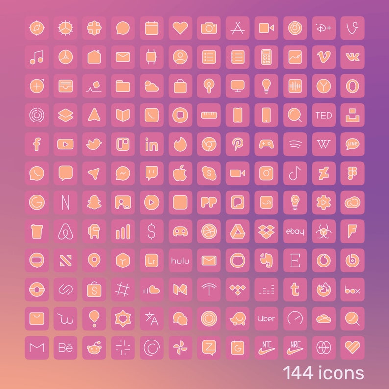 144 Minimal App Icons MINICONS Grapes Iphone Ios14 - Etsy