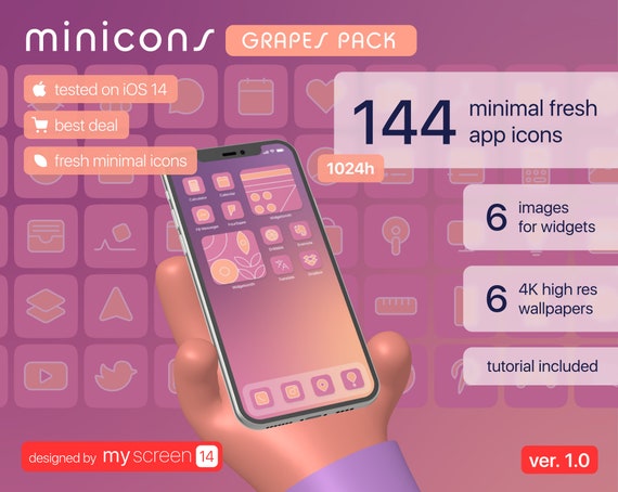 144 Minimal App Icons MINICONS Grapes Iphone Ios14 | Etsy