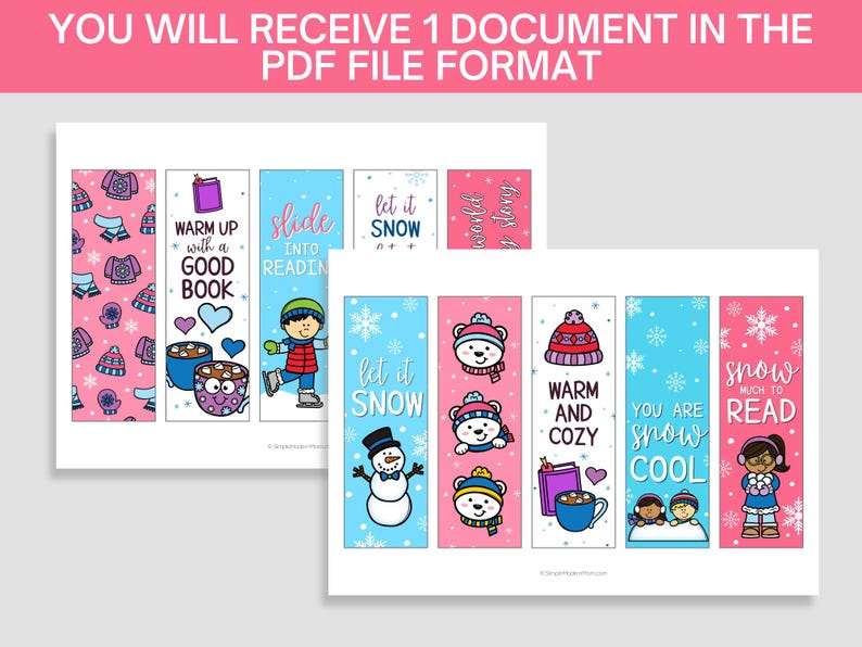 Printable Winter Bookmarks for Kids | Reading Incentives | Instant ...