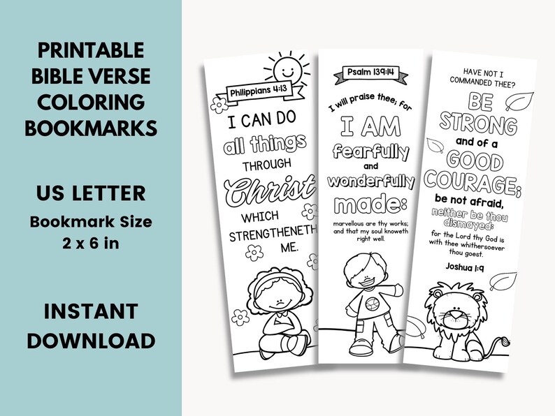 Printable Bible Verse Coloring Bookmarks for Kids | Christian Coloring ...
