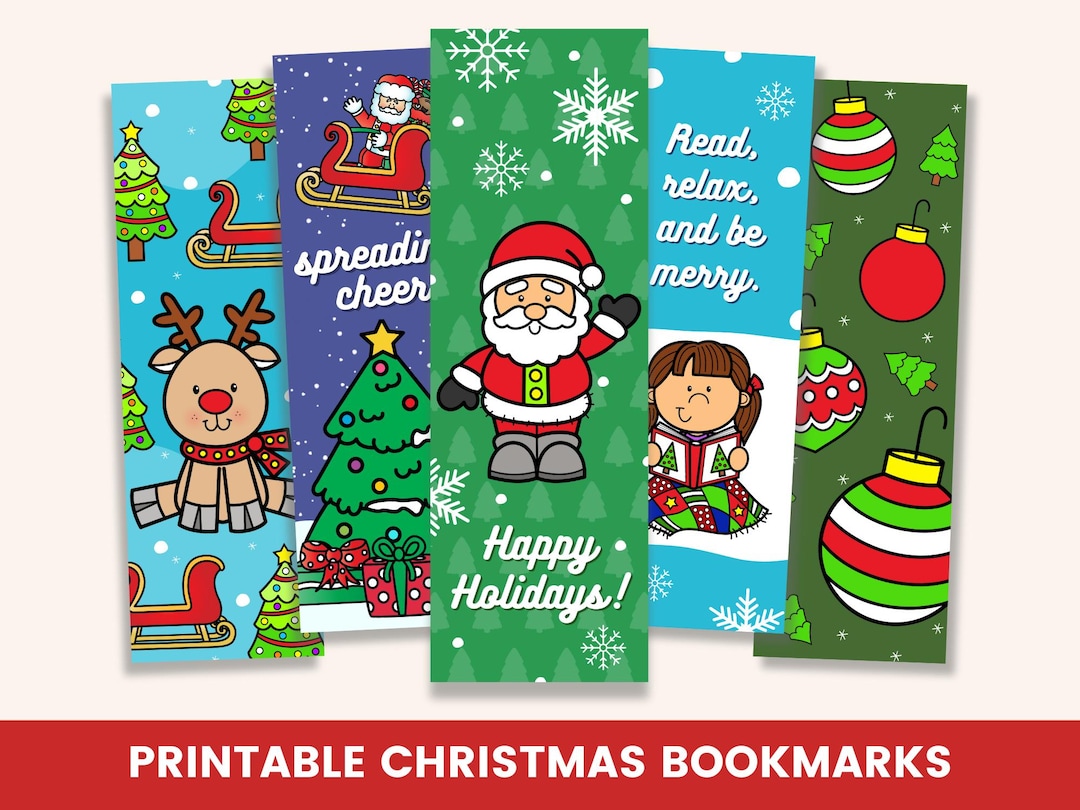 Printable Christmas Bookmarks | Holiday Bookmarks for Kids | Instant ...