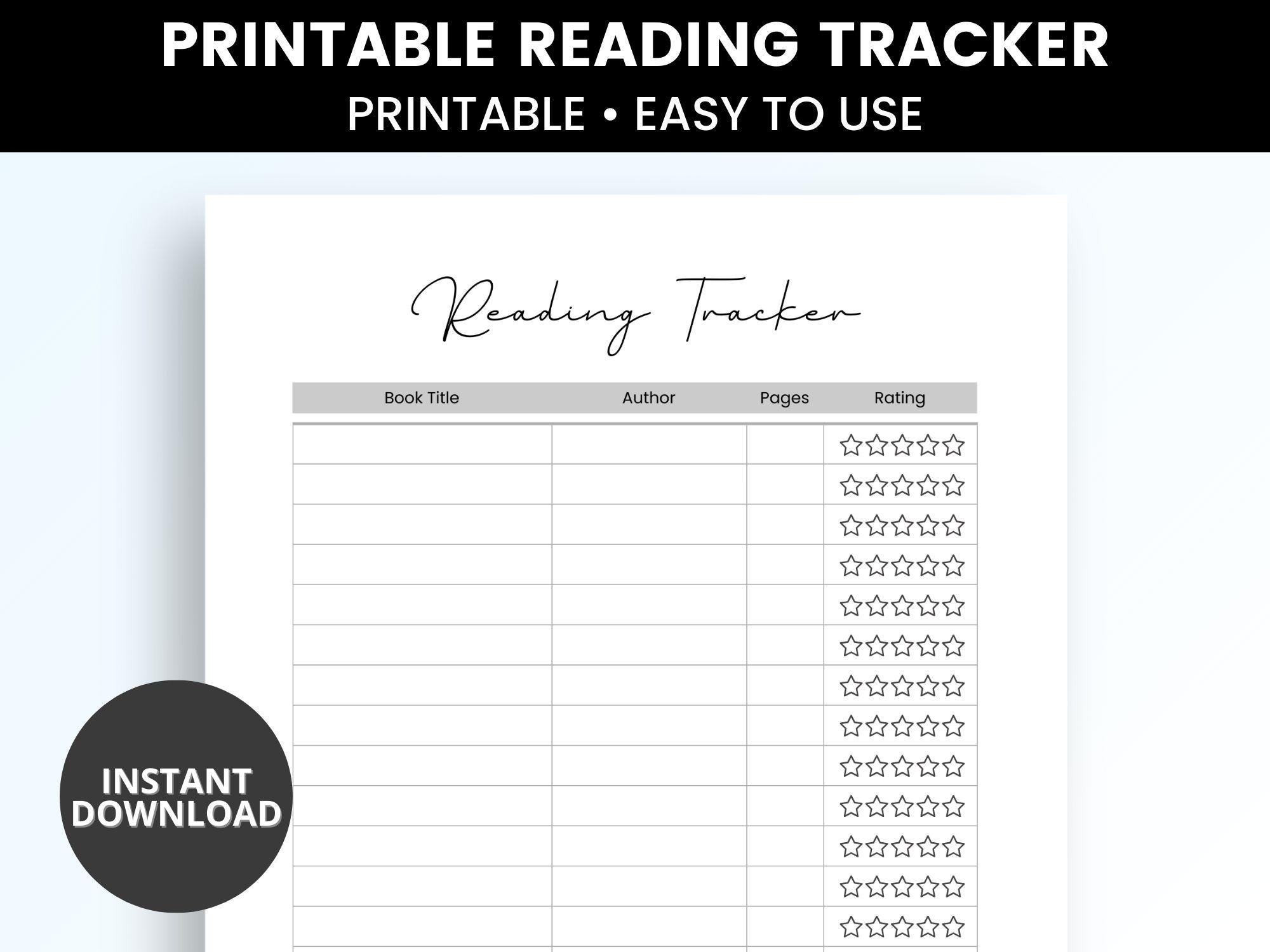 Reading Tracker Printable, Book Tracker Printable, Reading Log PDF ...