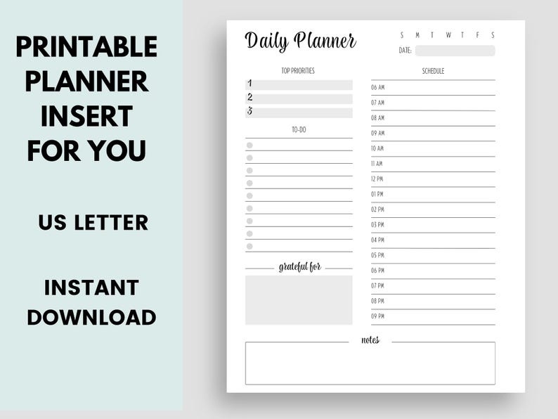 Daily Planner Printable Pages - Great for Discbound Planners, Daily ...