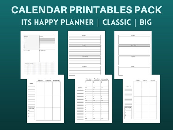 Happy Planner Printables Pack Fits Classic & Big Happy | Etsy