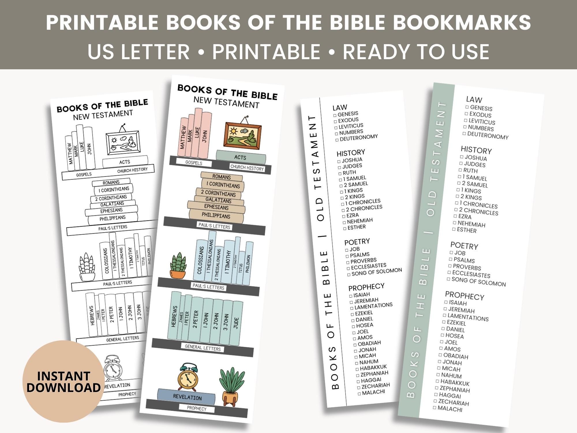 Books of the Bible Printable Bookmarks | Bible Study Bookmarks | Old ...