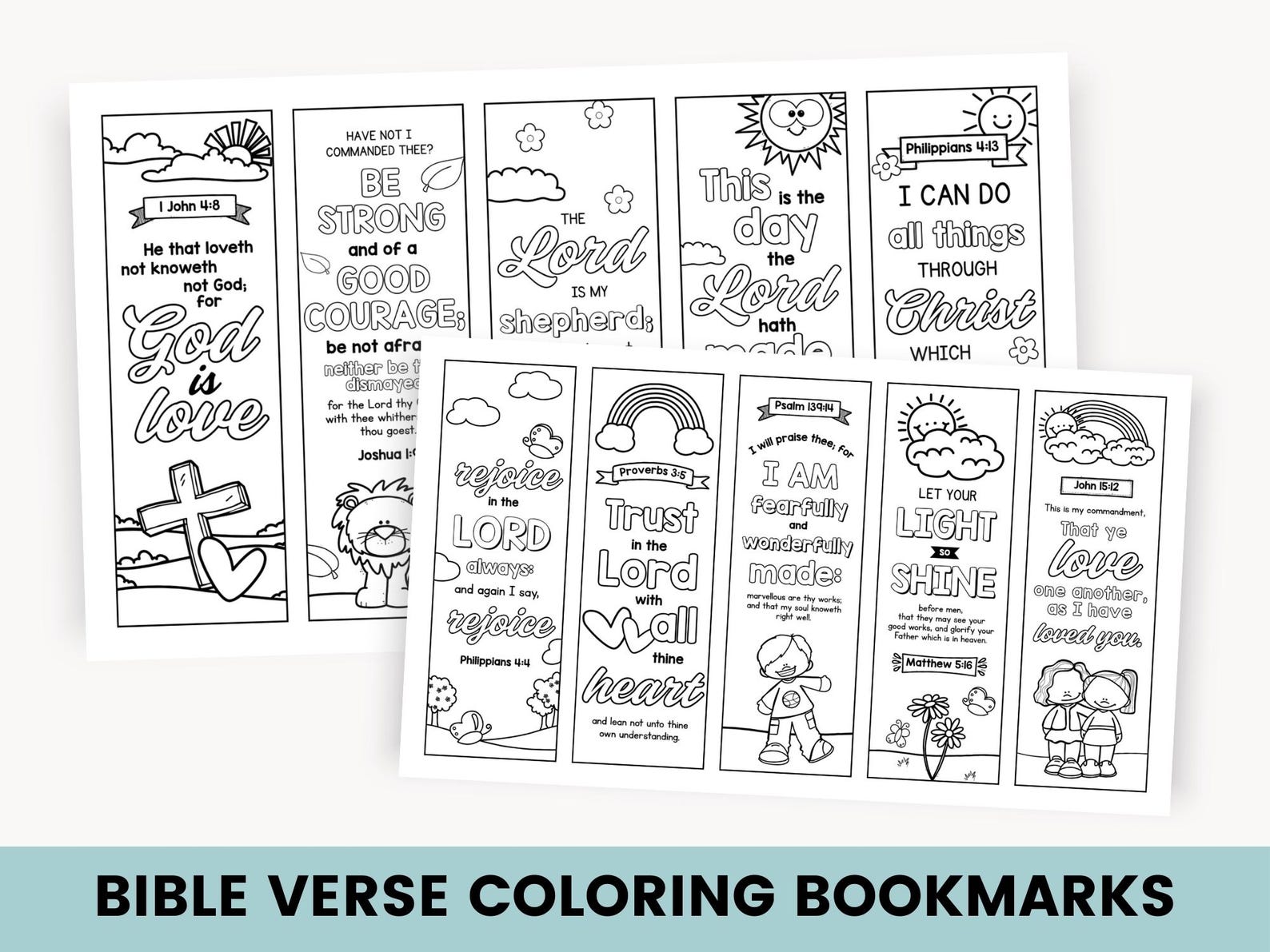 Printable Bible Verse Coloring Bookmarks for Kids | Christian Coloring ...