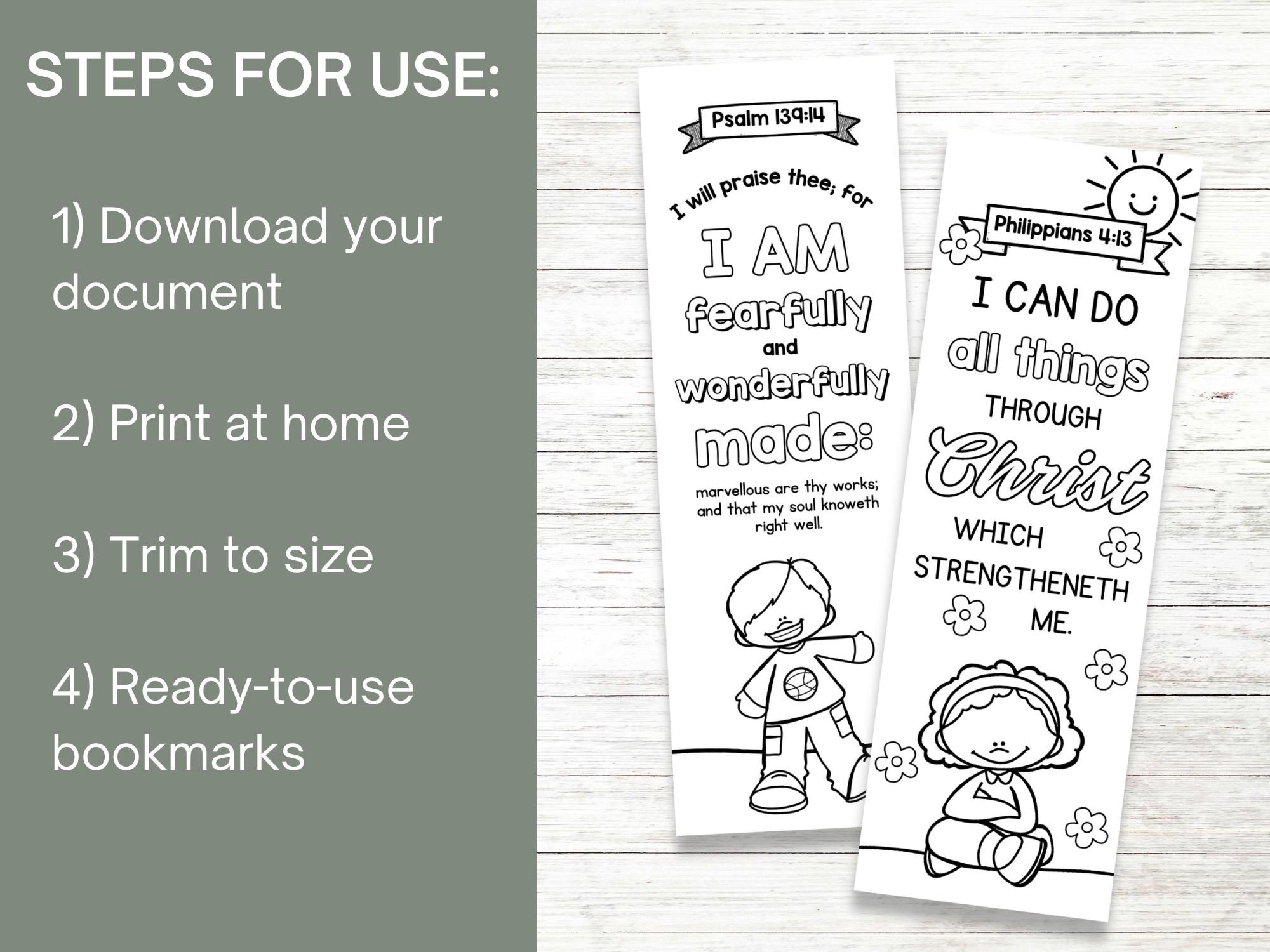 Printable Bible Verse Coloring Bookmarks for Kids | Christian Coloring ...