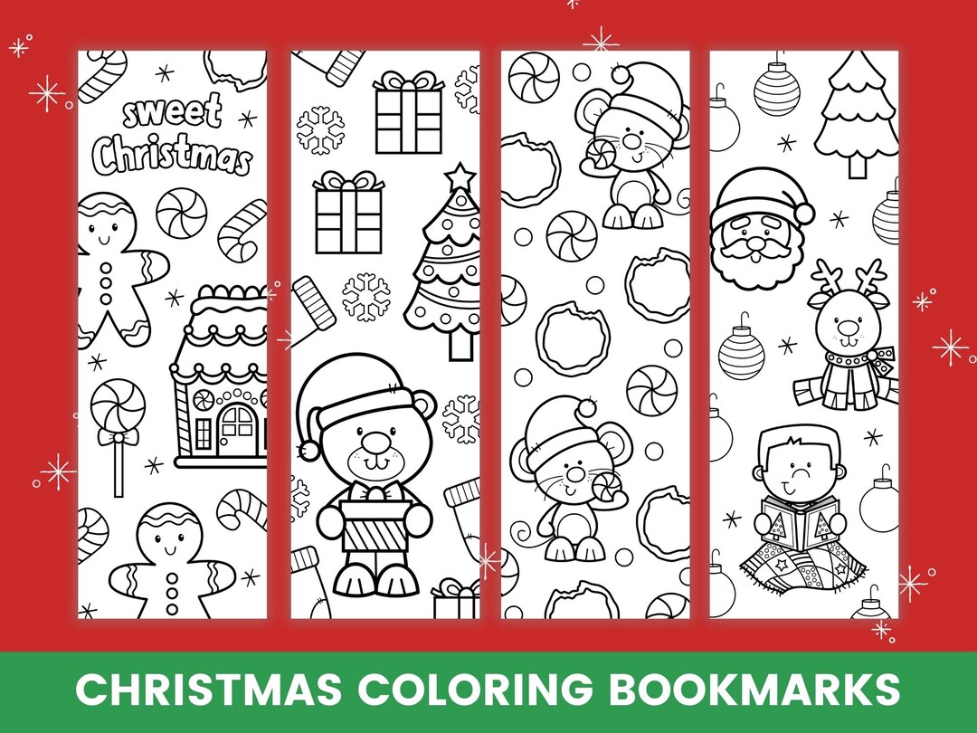 Printable Christmas Coloring Bookmarks | Holiday DIY Bookmarks for Kids ...