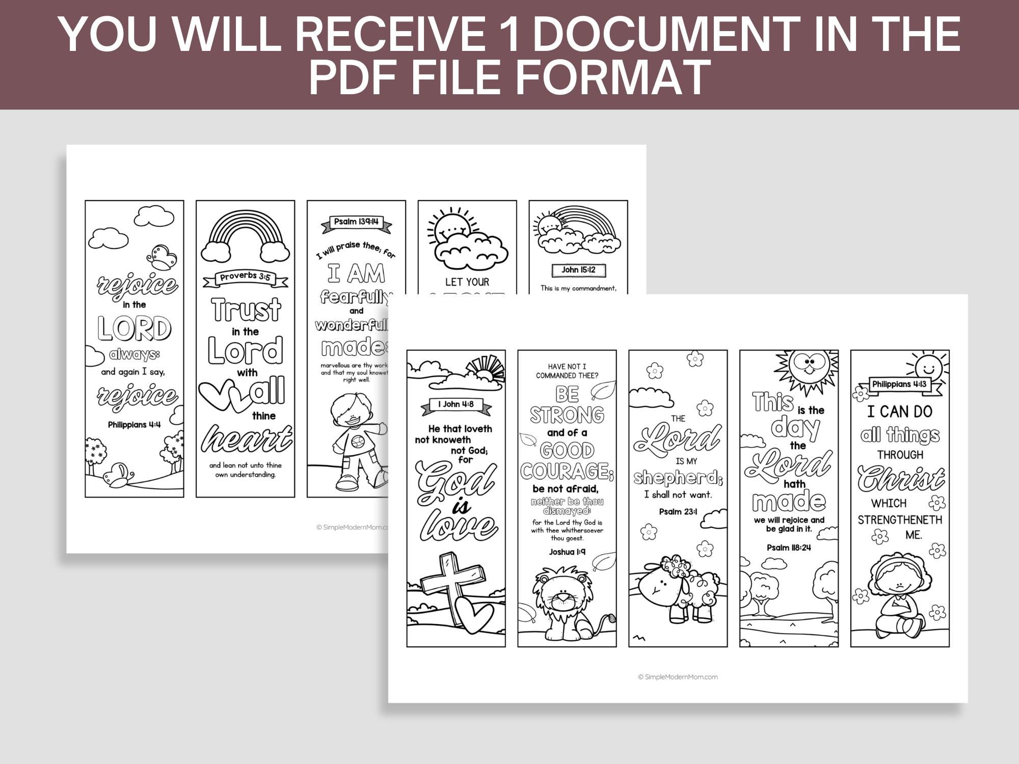 Printable Bible Verse Coloring Bookmarks for Kids | Christian Coloring ...