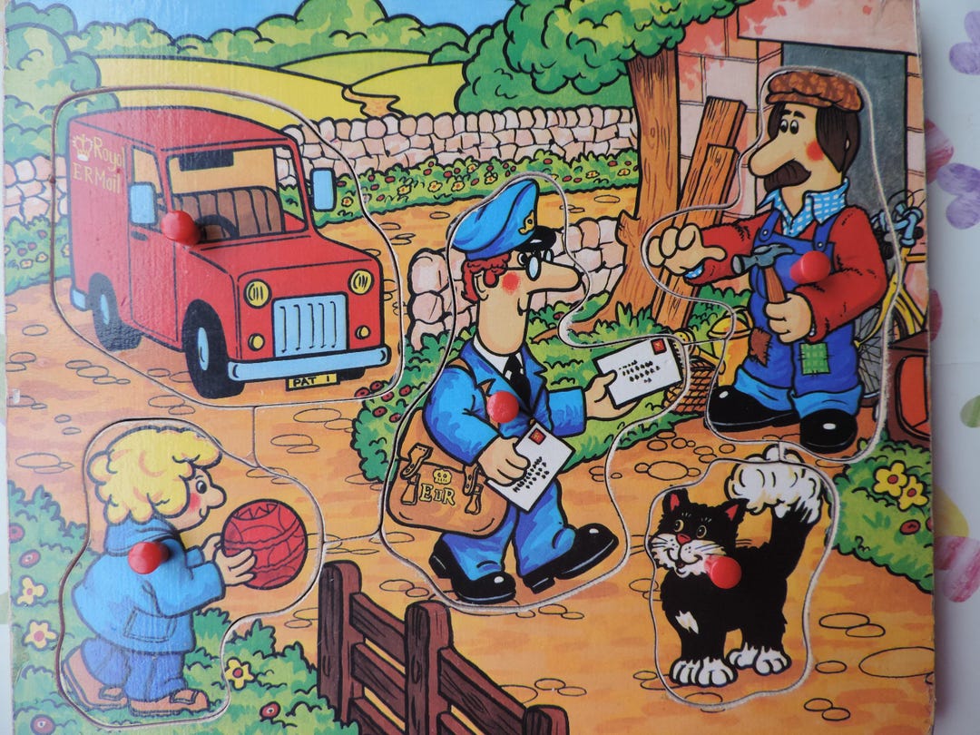 Vintage Postman Pat Wooden Peg Jig-saw Puzzle Pre-school Toy - Etsy
