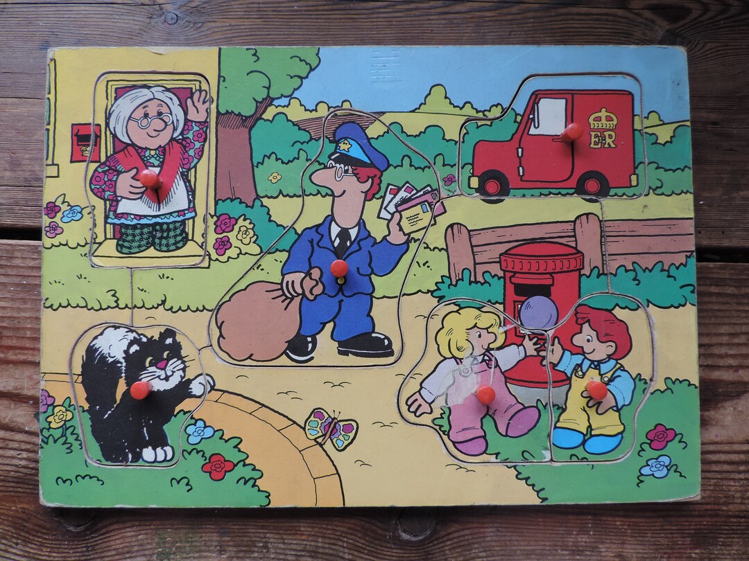 Vintage Postman Pat Wooden Peg Puzzle - Etsy