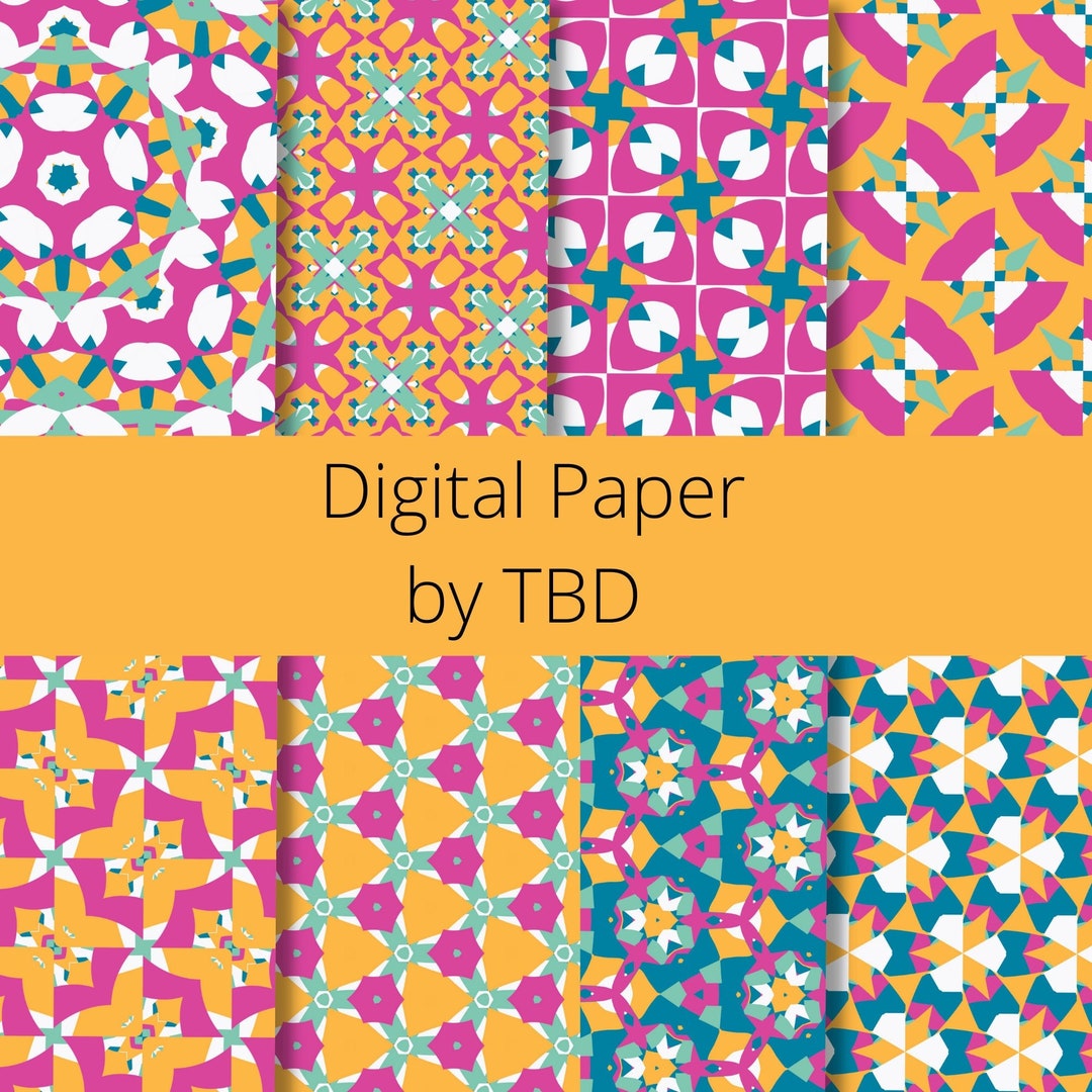 Eight Orange Digital Papers Pack, Instant Digital Download, Planner ...
