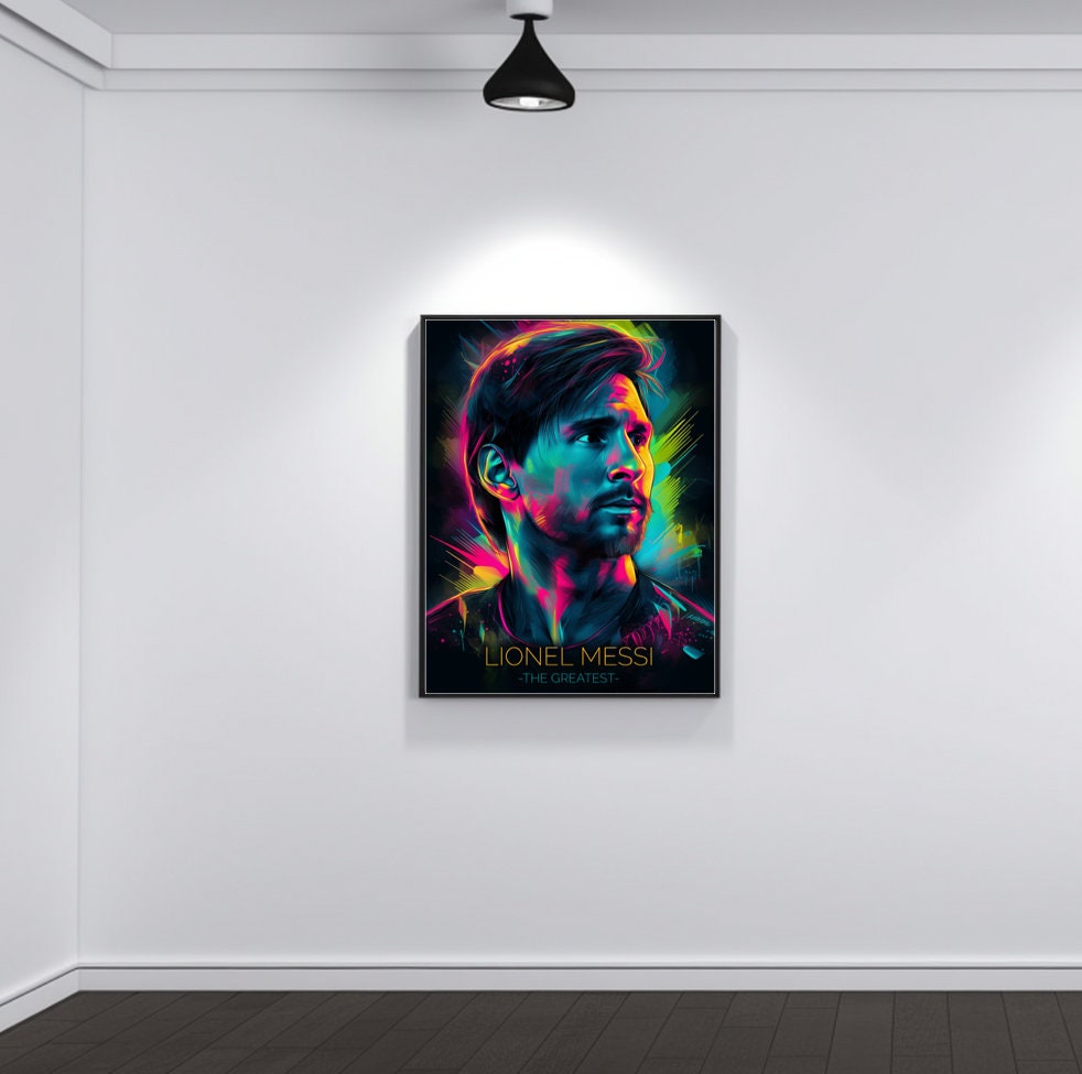 Lionel Messi Retro Neon Digital Art A4 Print the Greatest Football ...