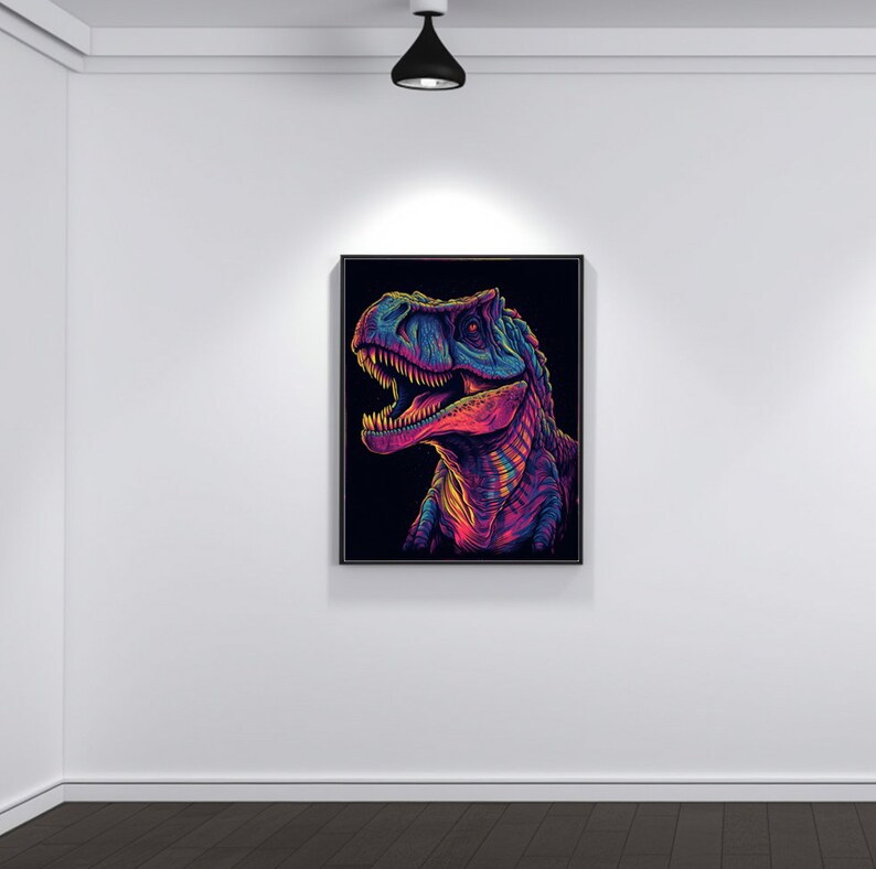 Vibrant T-rex Neon A4 Digital Art Print Instant Download - Etsy