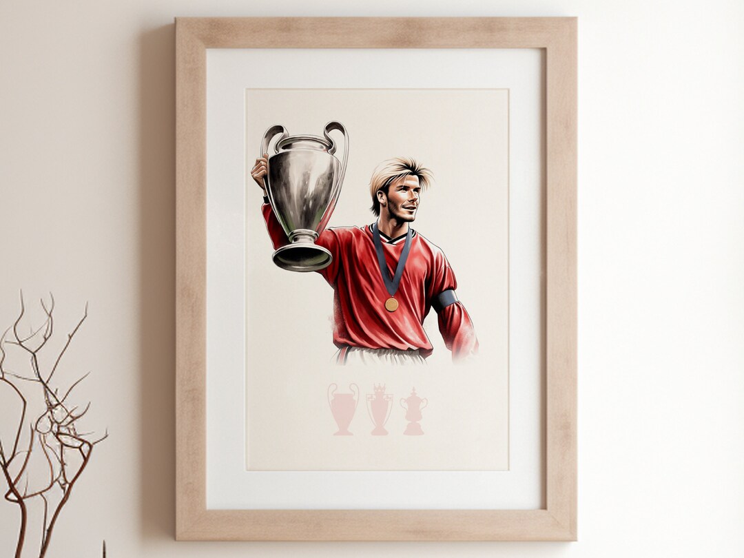 David Beckham Watercolor Art Print: Manchester United Treble Winner ...