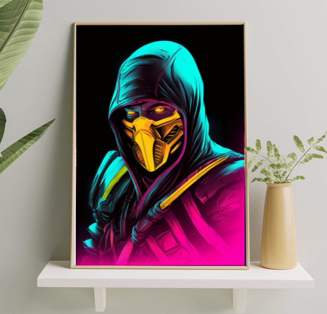 Scorpion Mortal Kombat A4 Digital Art Print, Self-print Gaming Decor ...