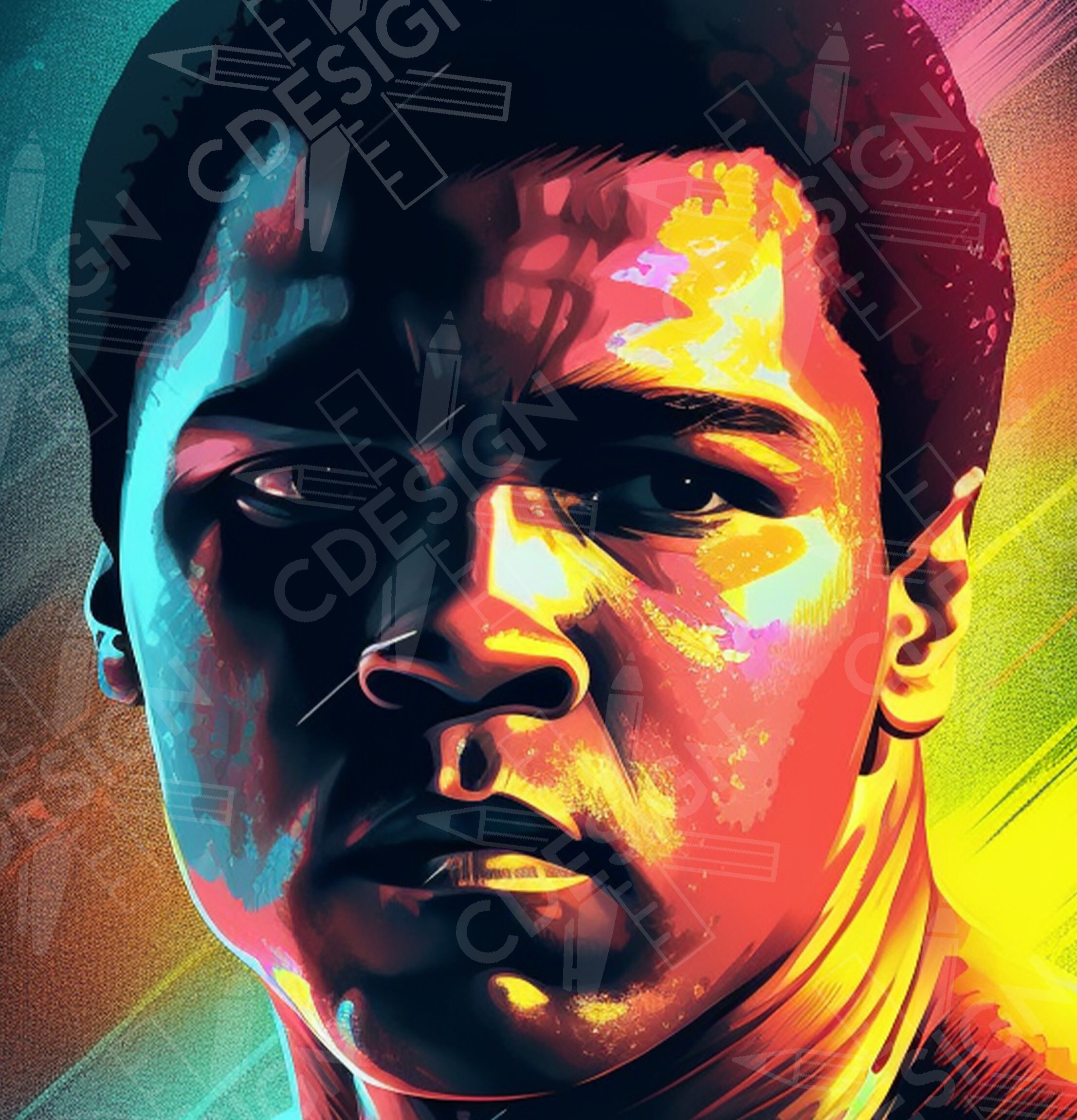 Neon Muhammad Ali A4 Print, "the Greatest" Boxing Legend Art, Instant ...