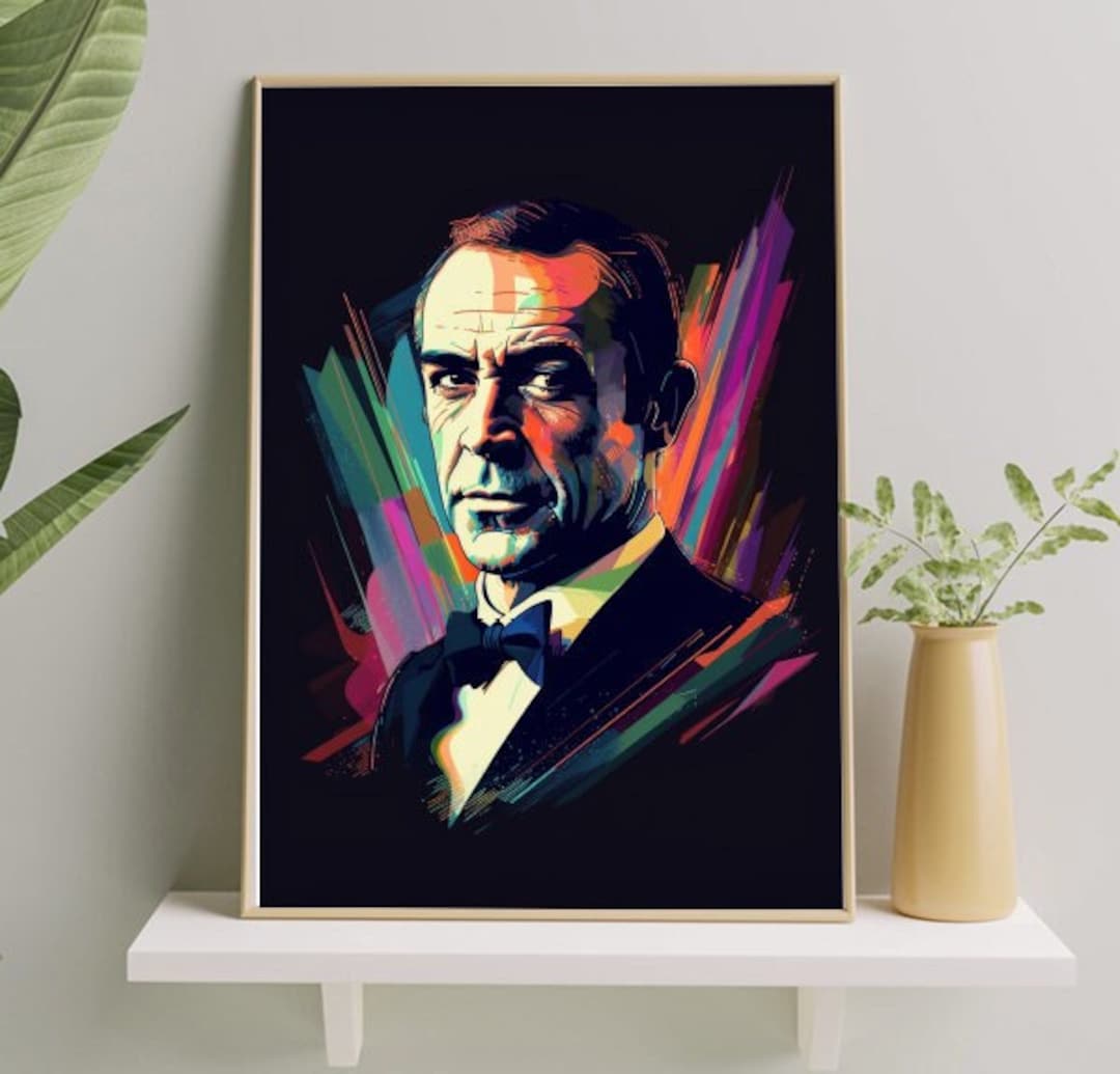 Sean Connery 007 Art Print James Bond A4 Digital Download Neon Wall ...
