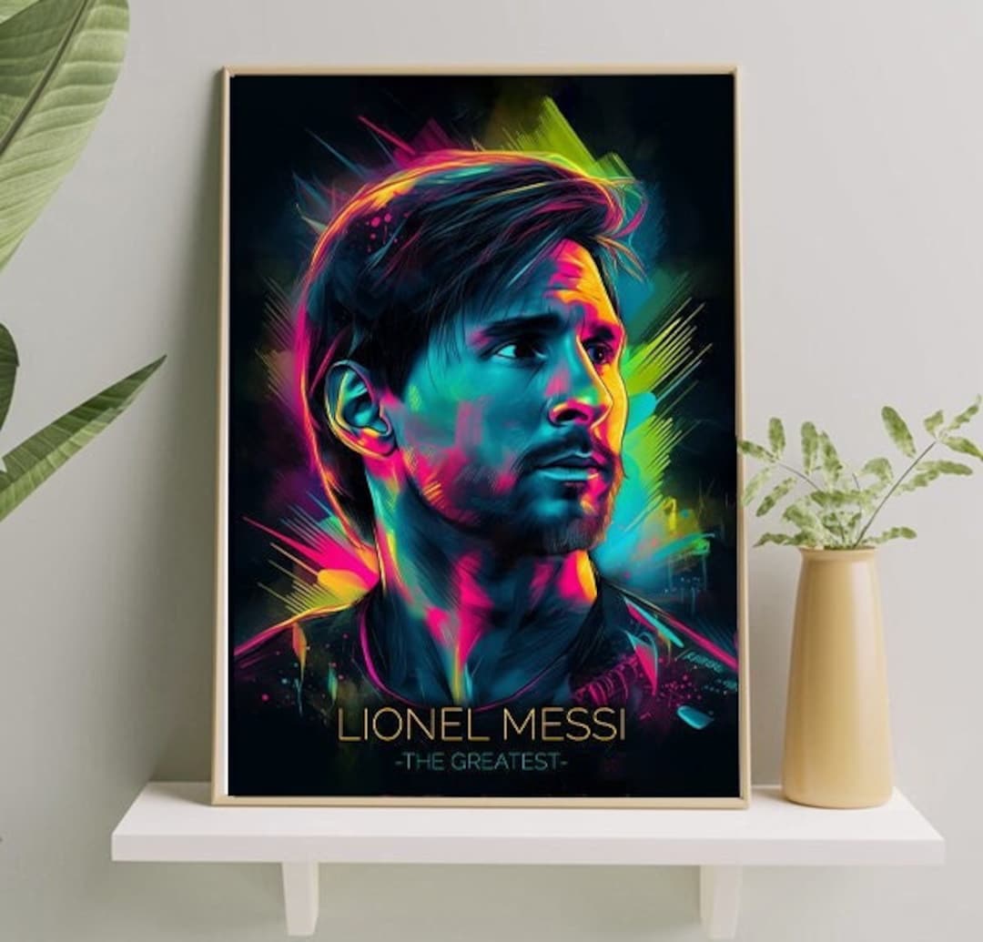 Lionel Messi Retro Neon Digital Art A4 Print - the Greatest Football ...