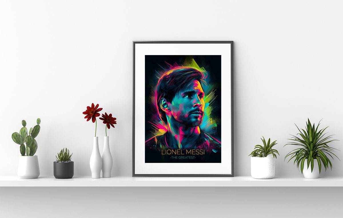 Lionel Messi Retro Neon Digital Art A4 Print - the Greatest Football ...