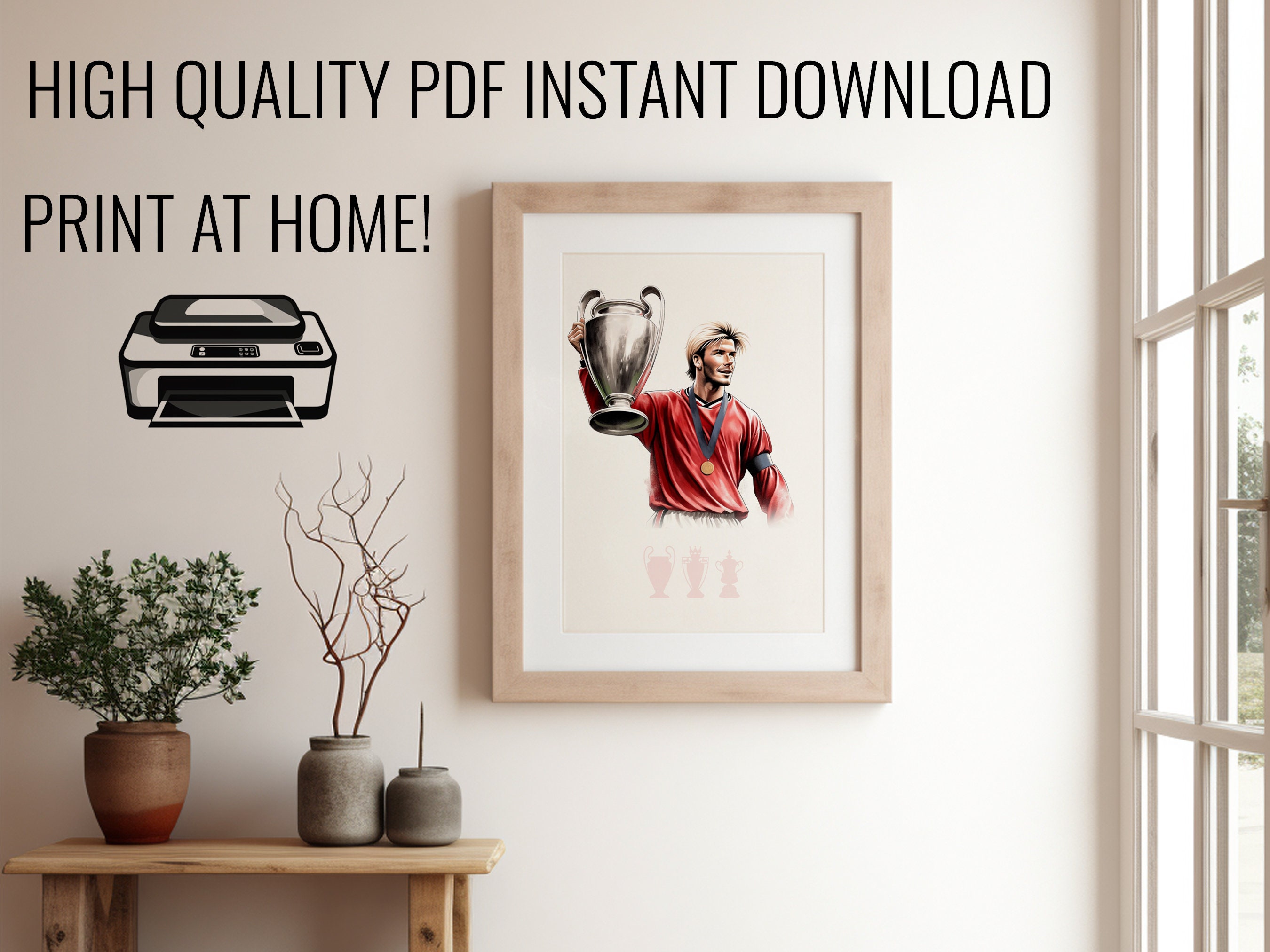 David Beckham Watercolor Art Print: Manchester United Treble Winner ...