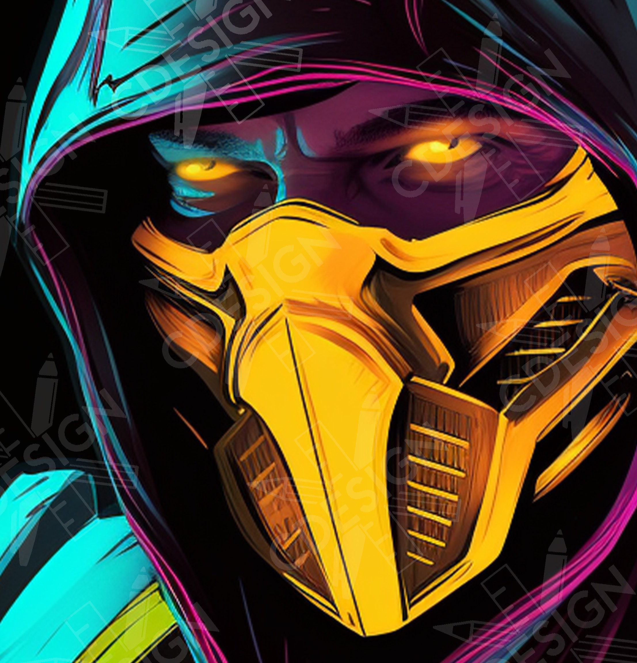 Scorpion Mortal Kombat A4 Digital Art Print, Self-print Gaming Decor ...