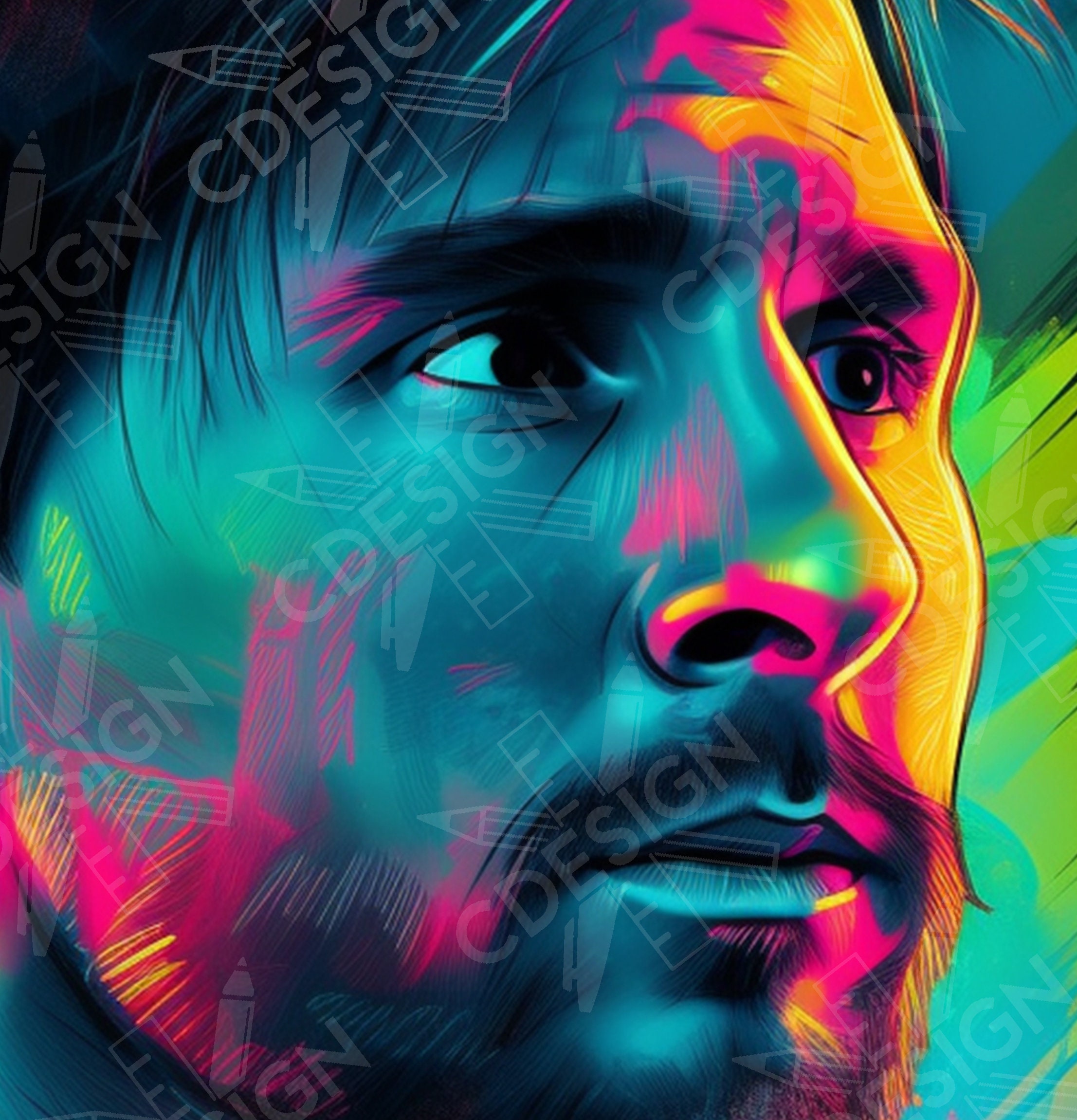 Lionel Messi Retro Neon Digital Art A4 Print the Greatest Football ...