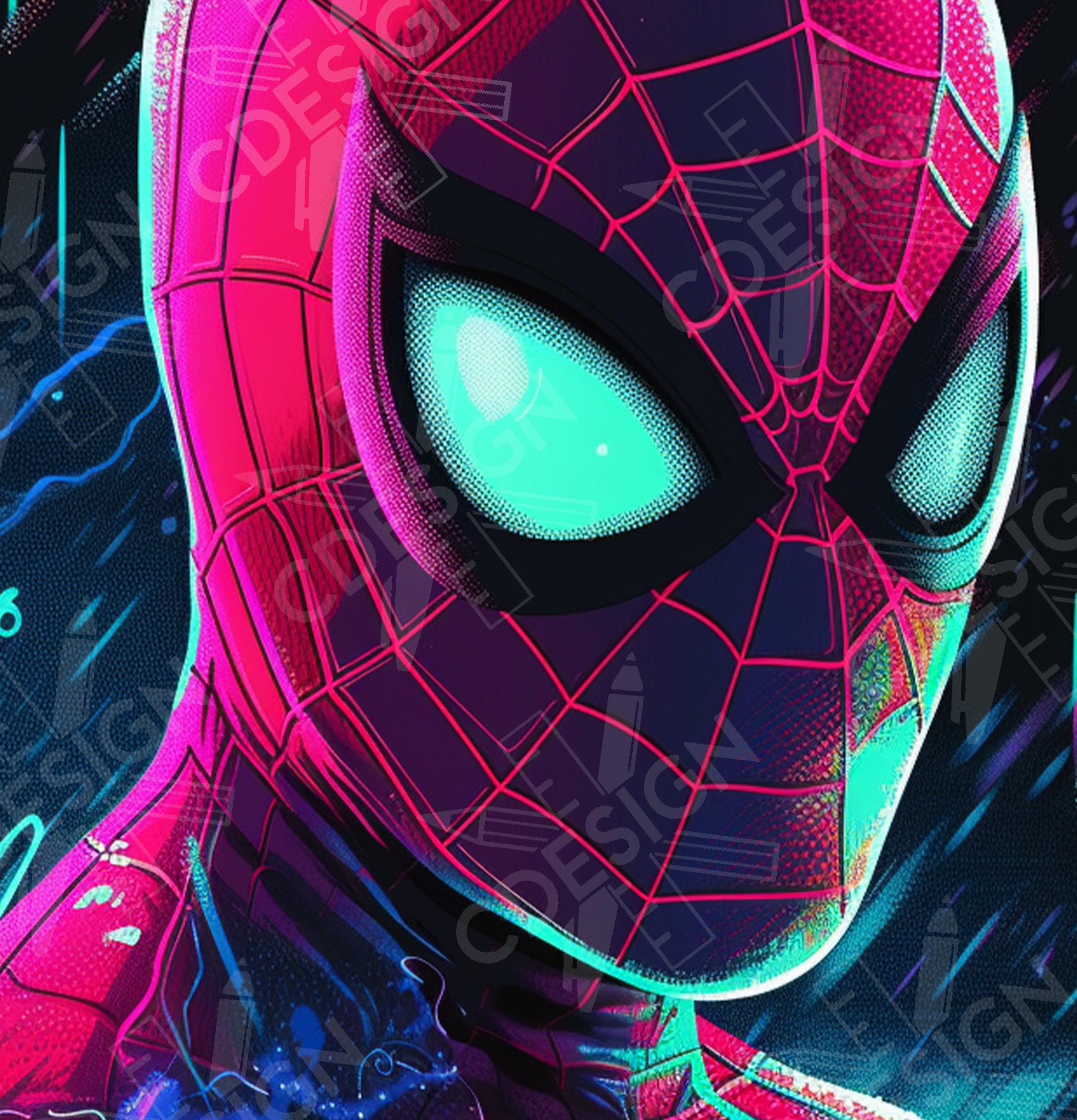 Spider-man A4 Neon Digital Art Print, Self-print Marvel Superhero Decor ...